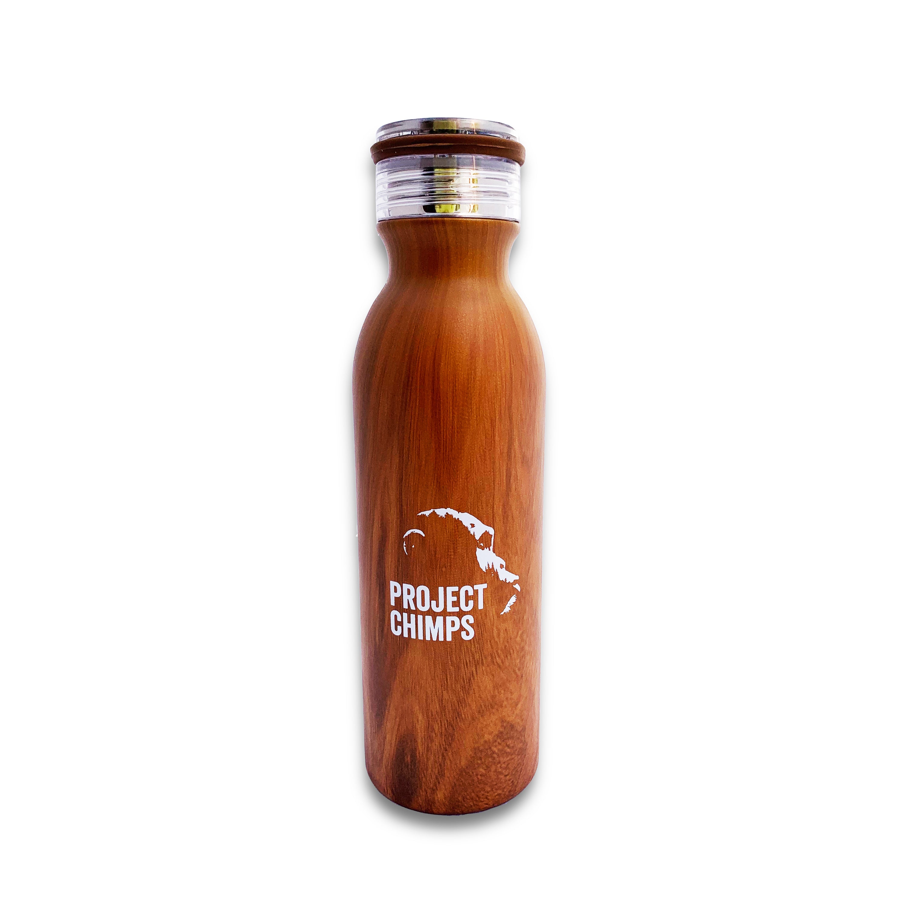 Project Chimps Logo Wood Grain Water Bottle – EcoJoia